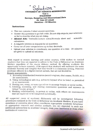 Solution Assignment 1 STA304 Fall2021 - STA304H5 - Studocu