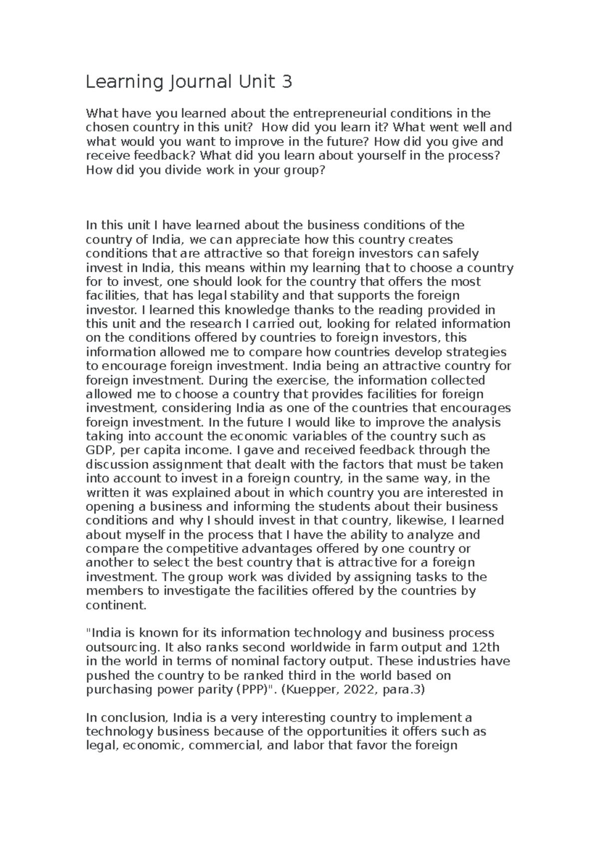 Learning Journal Unit 3 - I learned this knowledge thanks to the ...