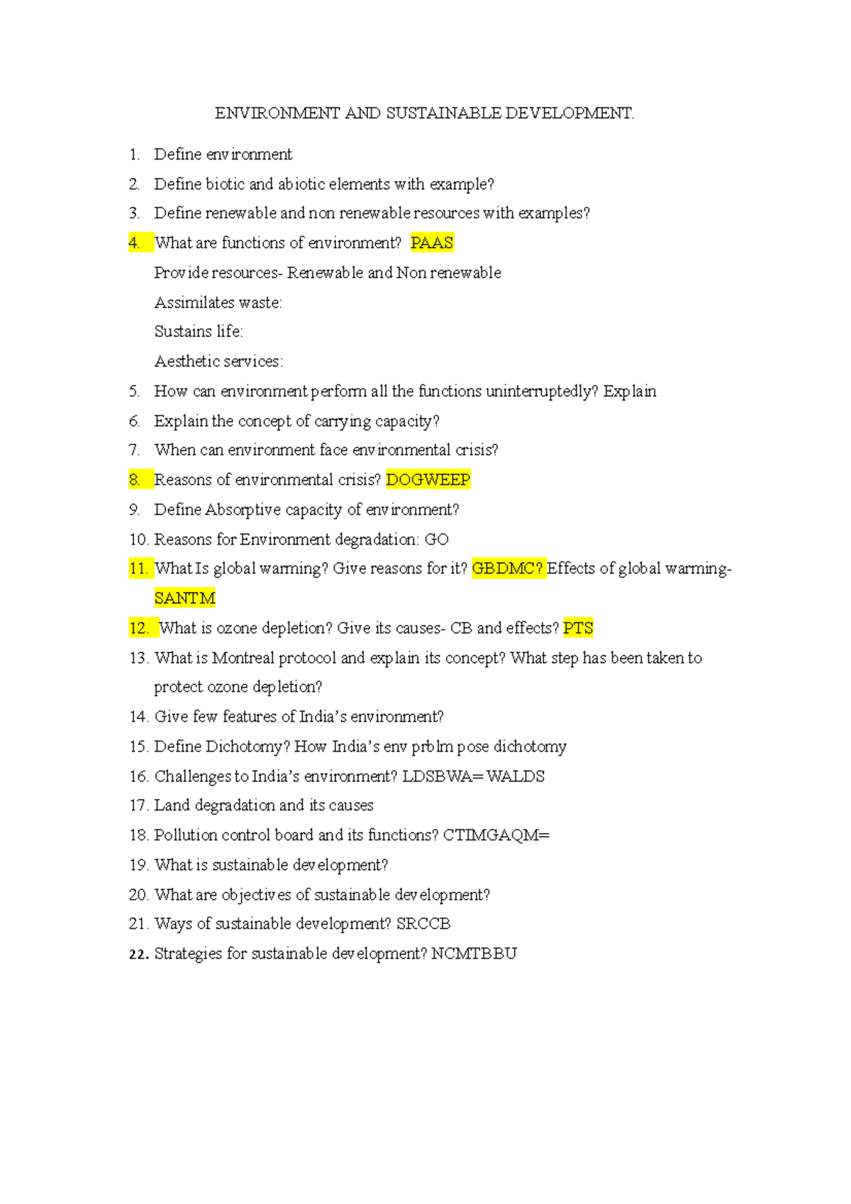 Environment AND Sustainable Development - ENVIRONMENT AND SUSTAINABLE ...