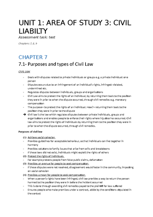 AOS 2 notes - UNIT 1: AREA OF STUDY 2: THE PRESUMPTION OF INNOCENCE ...