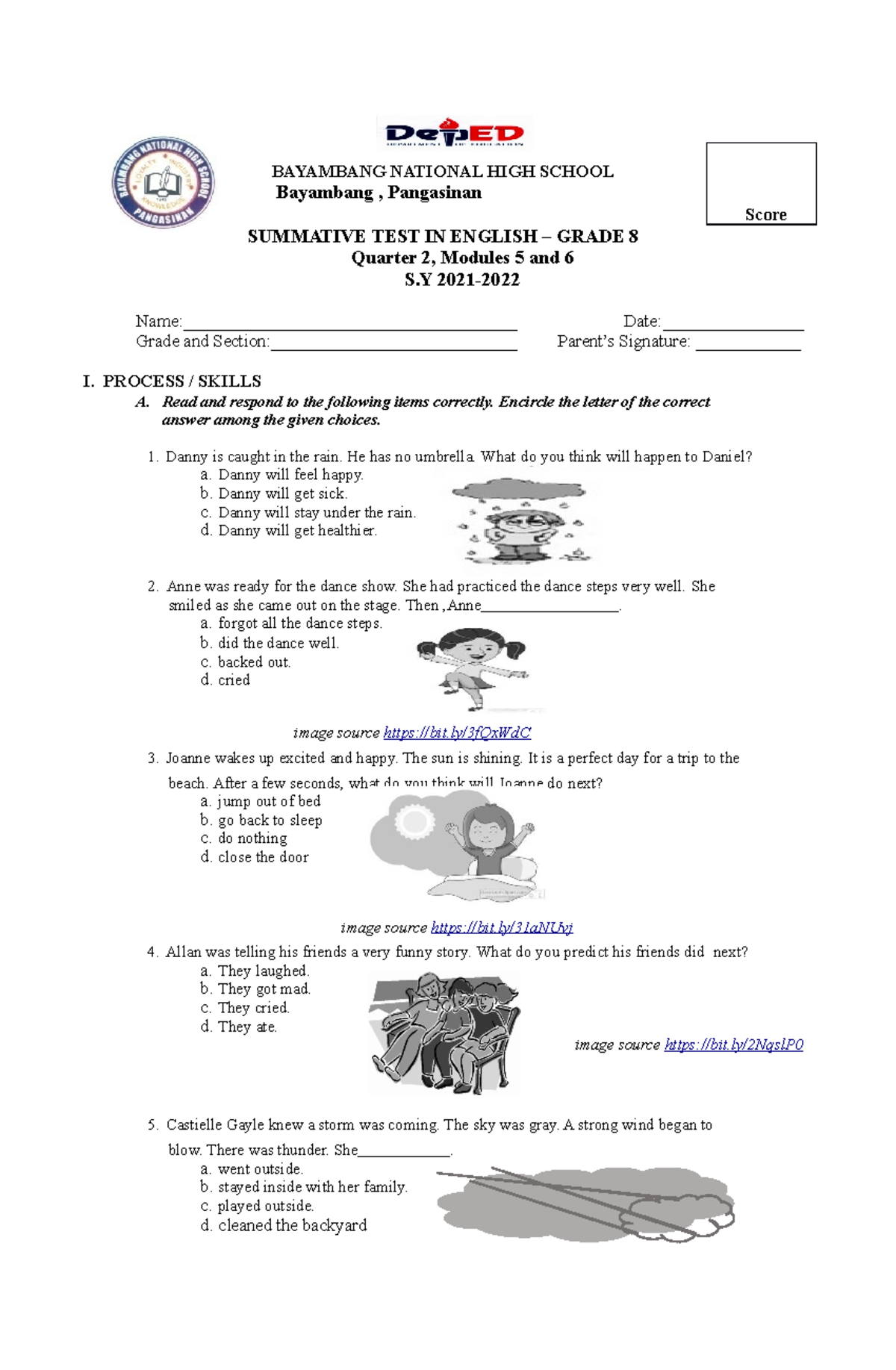 Summative TEST Q2Modules 5 and 6 2020 2021 - BAYAMBANG NATIONAL HIGH ...