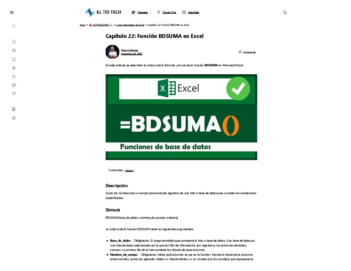 🥇 Capítulo Función Bdsuma en Excel - Inicio 🎯 ACTUALIZADO 🚨 Curso Intermedio de Excel Capítulo ...