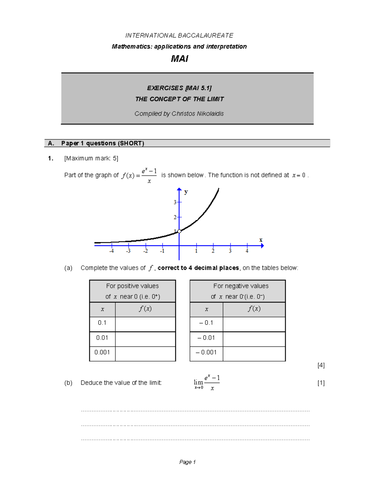 [MAI 5.1] THE Concept OF THE Limit - INTERNATIONAL BACCALAUREATE ...