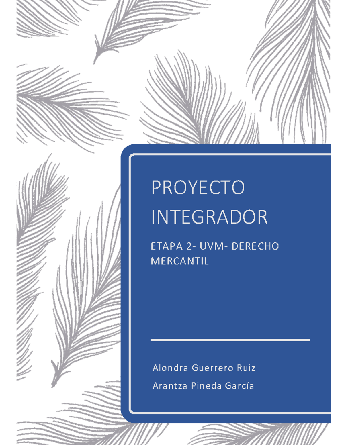 PI2 AGR Y APG - padre - ETAPA 1 PROYECTO INTEGRADOR ETAPA 2 - UVM- DERECHO MERCANTIL Alondra ...