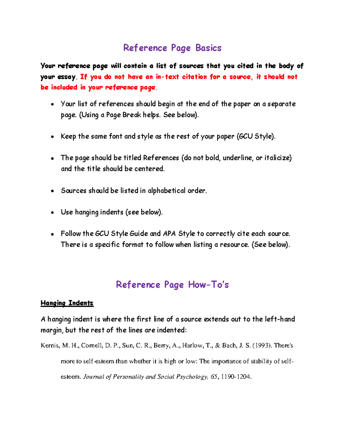 Reference Page Basics Attachment - Reference Page Basics Your reference ...