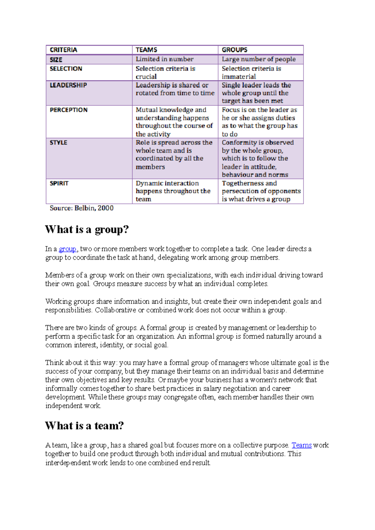 Groups and Teams Unit 2 - What is a group? In a group, two or more ...