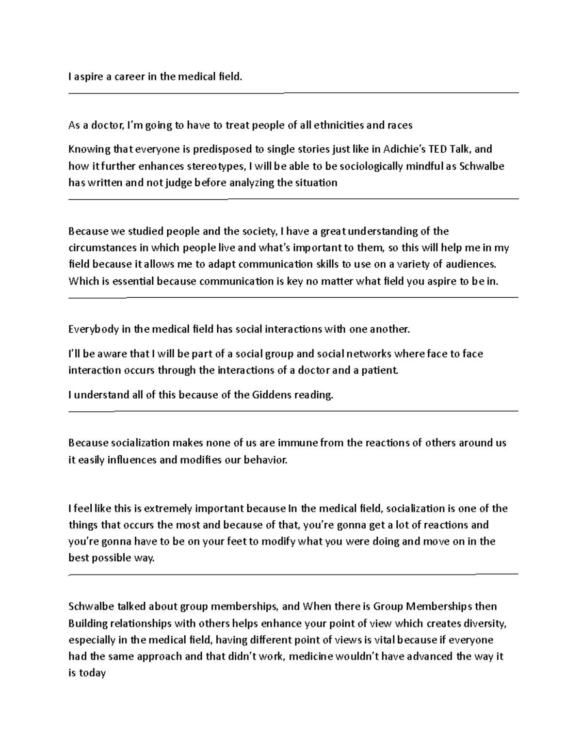 SOC Final Presentation Notes - I aspire a career in the medical field ...