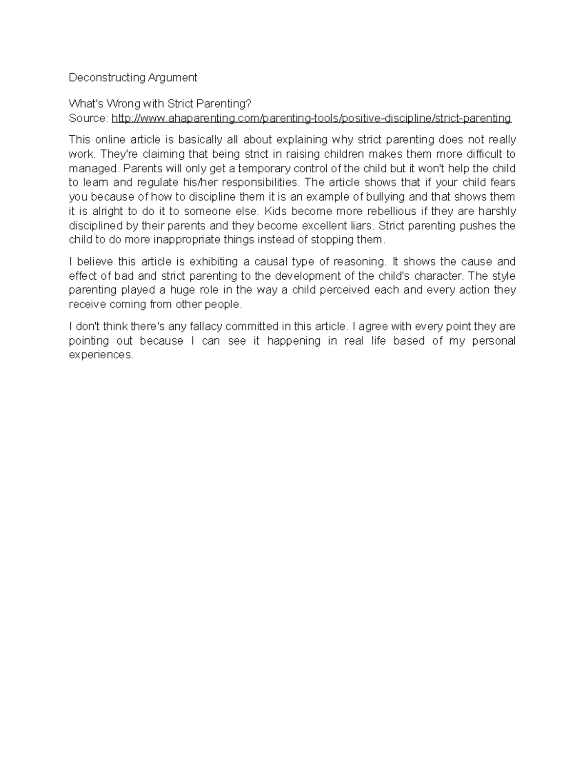 Reasoning Exercise #2 - Deconstructing Argument - Deconstructing ...