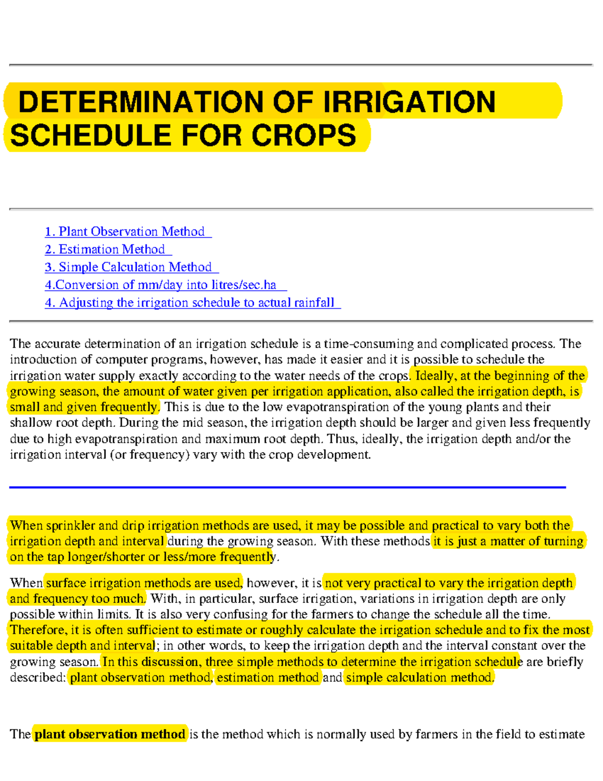 Irrigation Scheduling and Irrigation Water Sources 5 - The plant ...