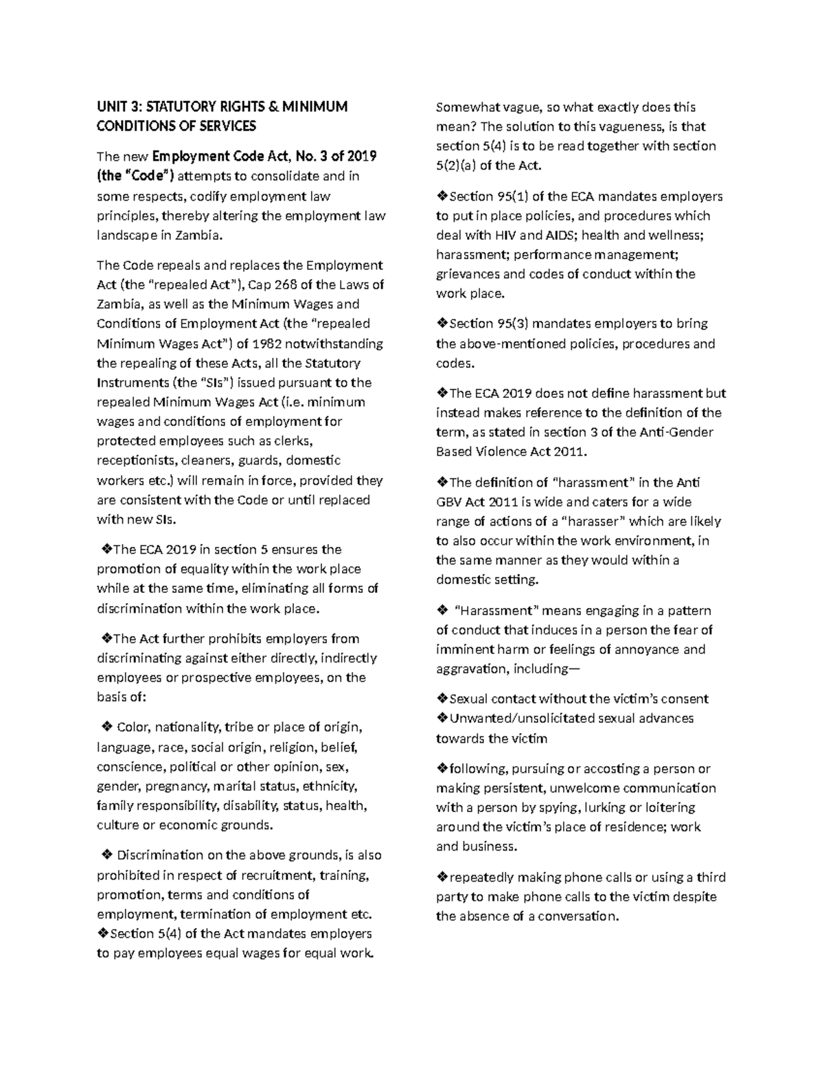 UNIT 3 WORD - human rights unit 3 word - UNIT 3: STATUTORY RIGHTS ...
