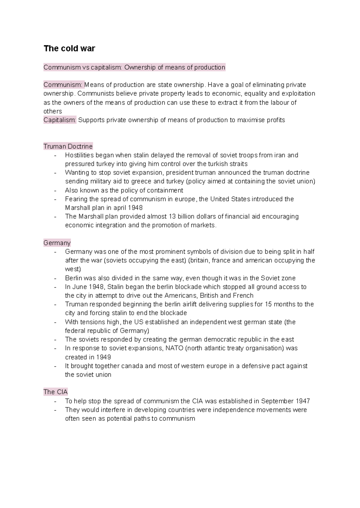 History cold war revision - The cold war Communism vs capitalism ...