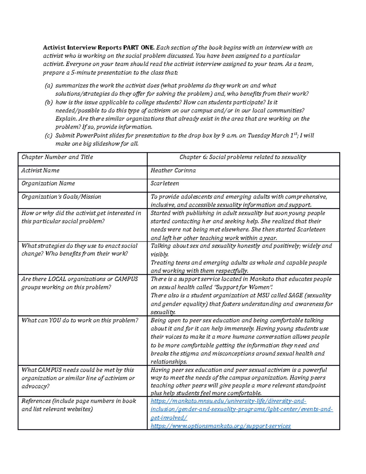 Activist Interview Reports PART ONE - Studocu