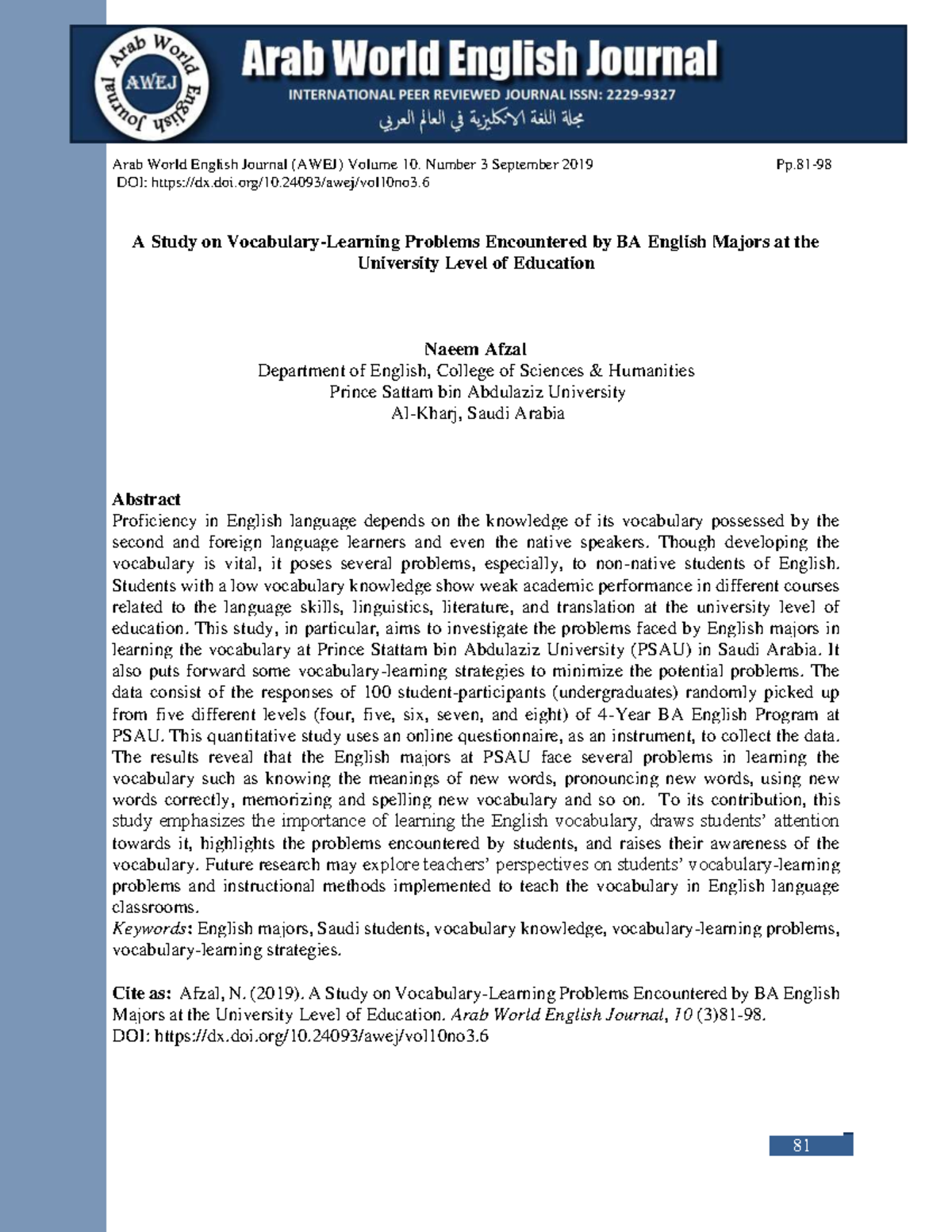 hutdcgyhirgugjkijd - 81 Arab World English Journal (AWEJ) Volume 10 ...