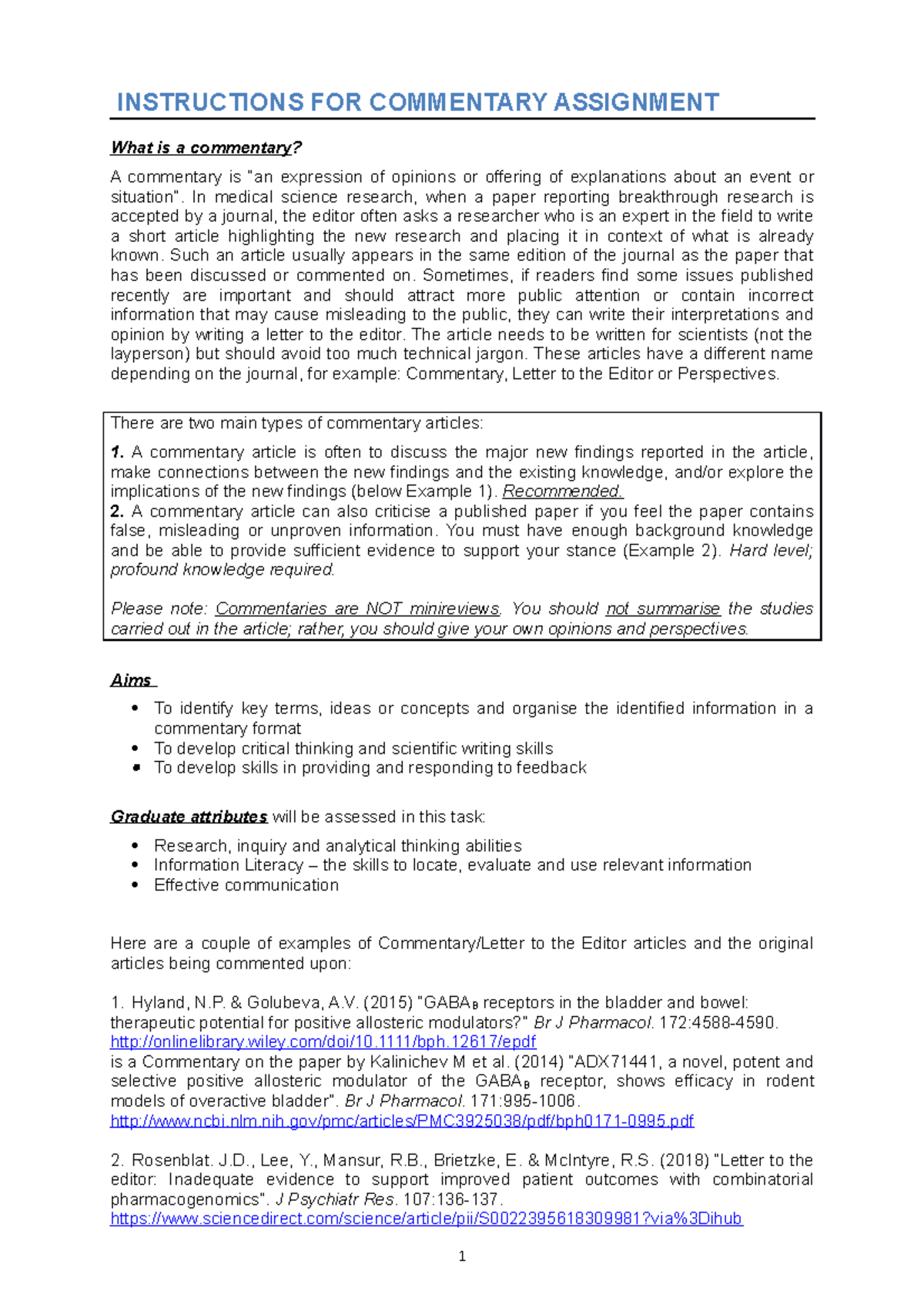 Commentary assignment writing instructions 2021 - INSTRUCTIONS FOR ...