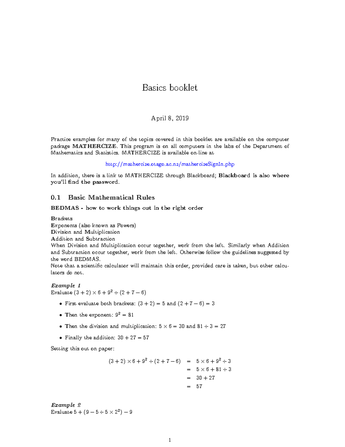 Basics Booklet - Helpful - Basics booklet April 8, 2019 Practice ...