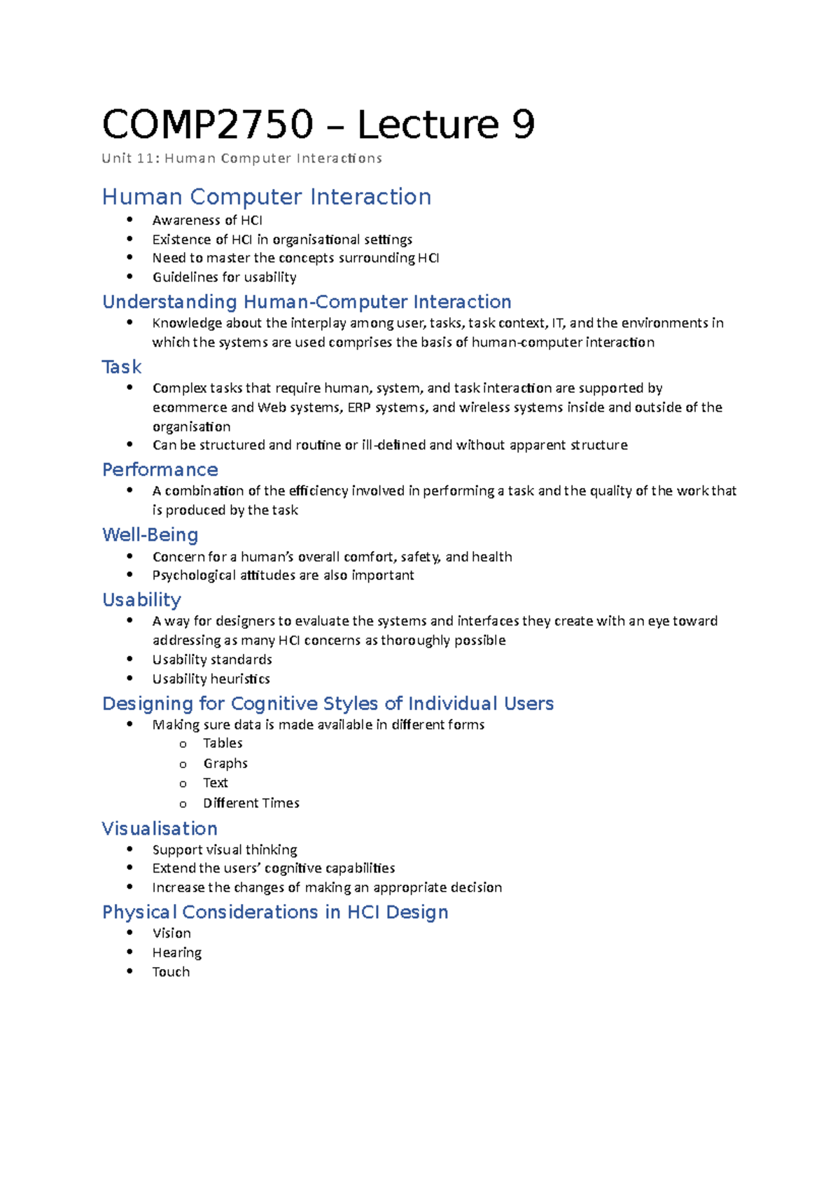 COMP2750 - Lecture 9 - Human Computer Interaction - COMP2750 – Lecture ...