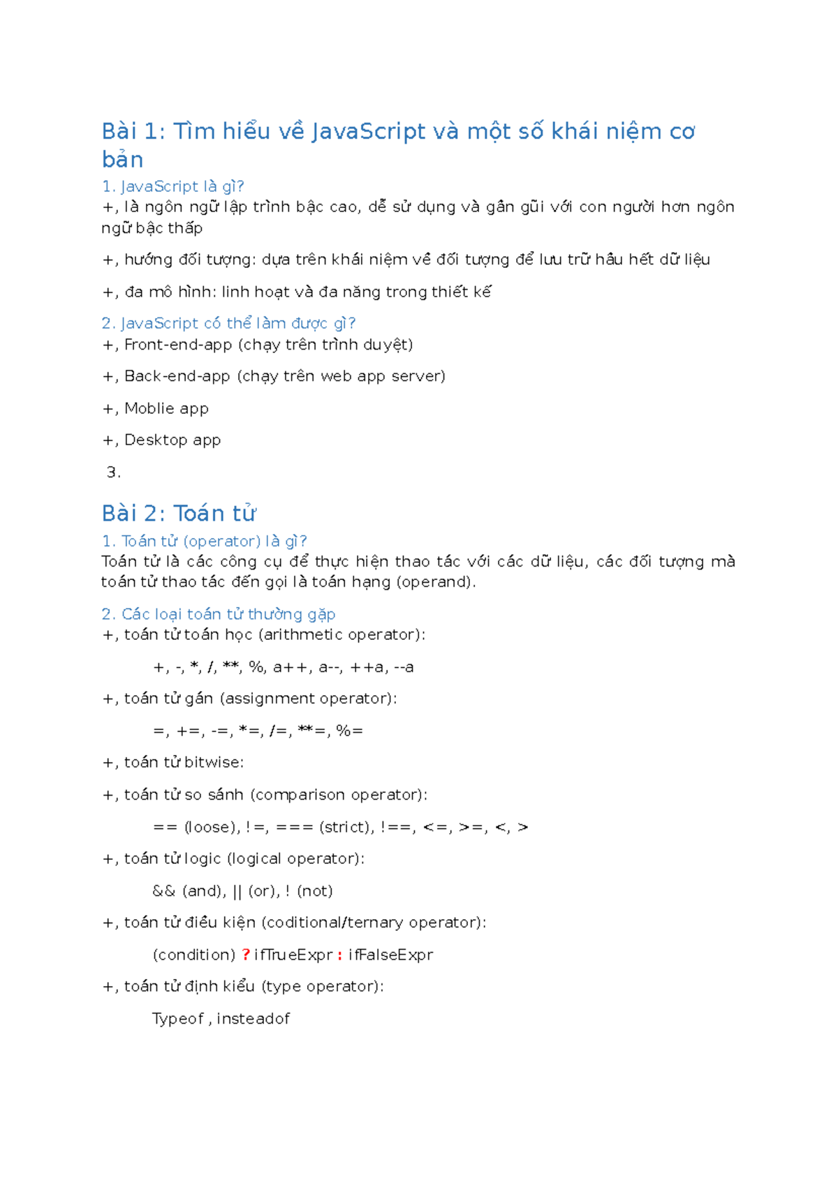 Java Script Tài Liệu ôn Thi Bài 1 Tìm Hiểu Về Javascript Và Một Số