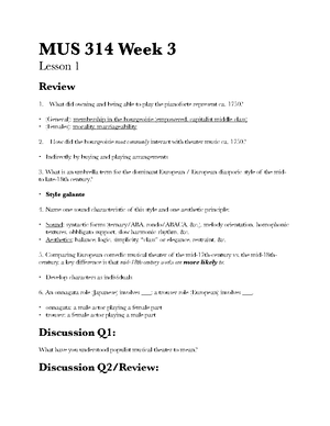 MUS 314 Week 2 lesson 3 notes - MUS 314 Week 2 Lesson 3 Review - What ...