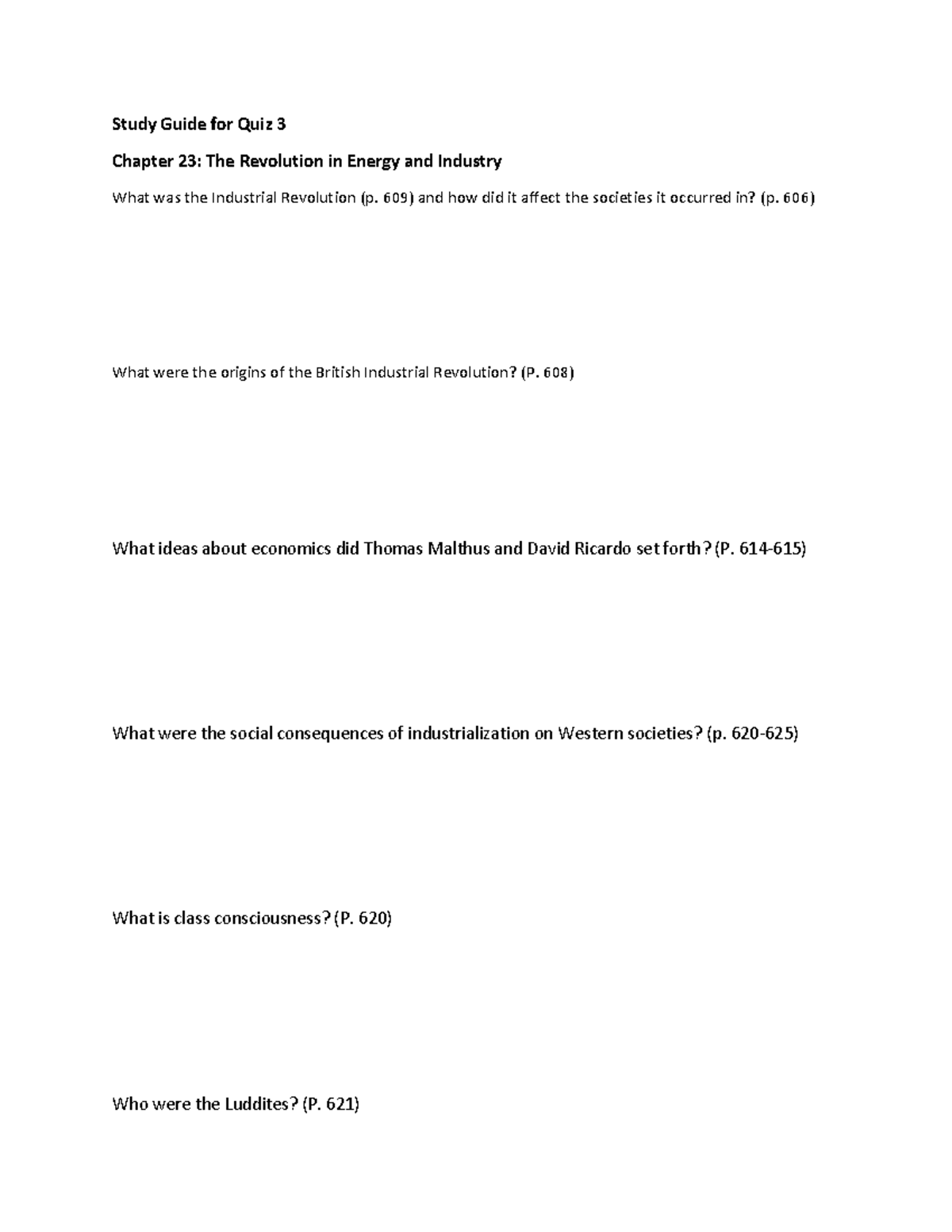 Chapter 23 Quiz (Industrial Revolution) - Study Guide for Quiz 3Chapter ...