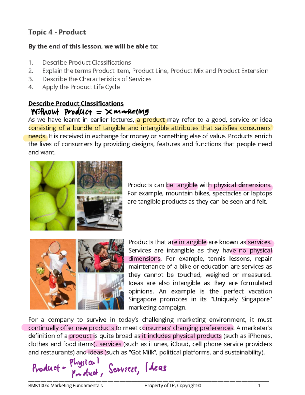 4. Summary Notes - Product - Topic 4 - Product By the end of this ...