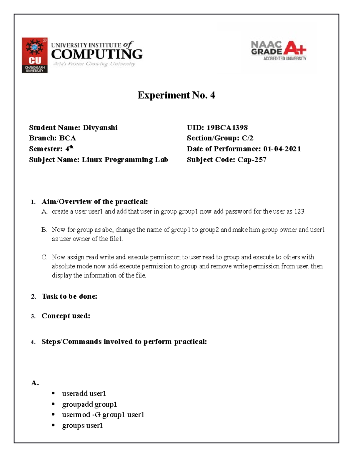 Worksheet Internet programming - Experiment No. 4 Student Name ...