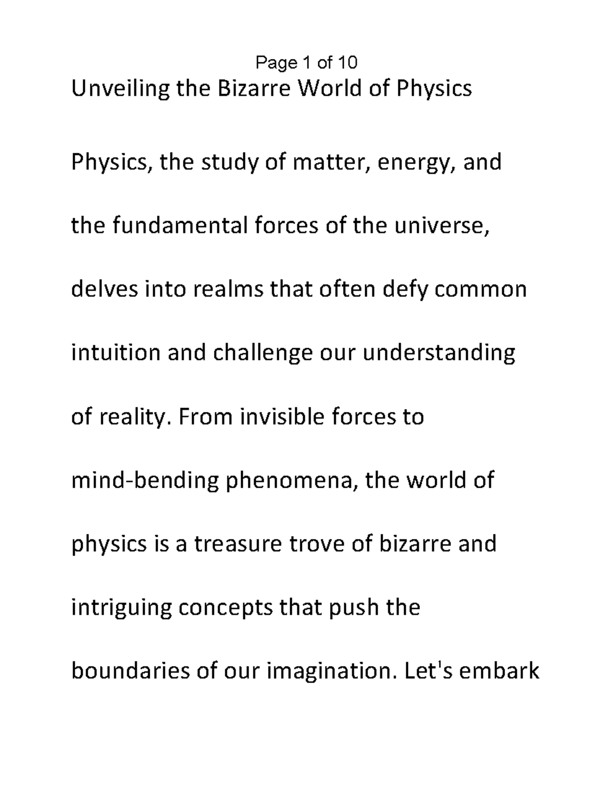 Physicsmarval - This quiz has 10 questions. You will have up to 2 tries ...