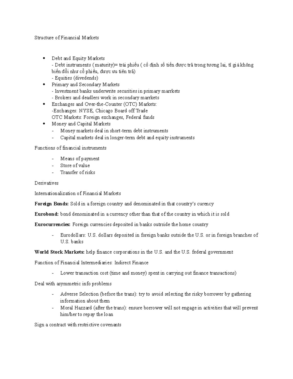 Structure of Financial Markets - dollars deposited in foreign banks ...