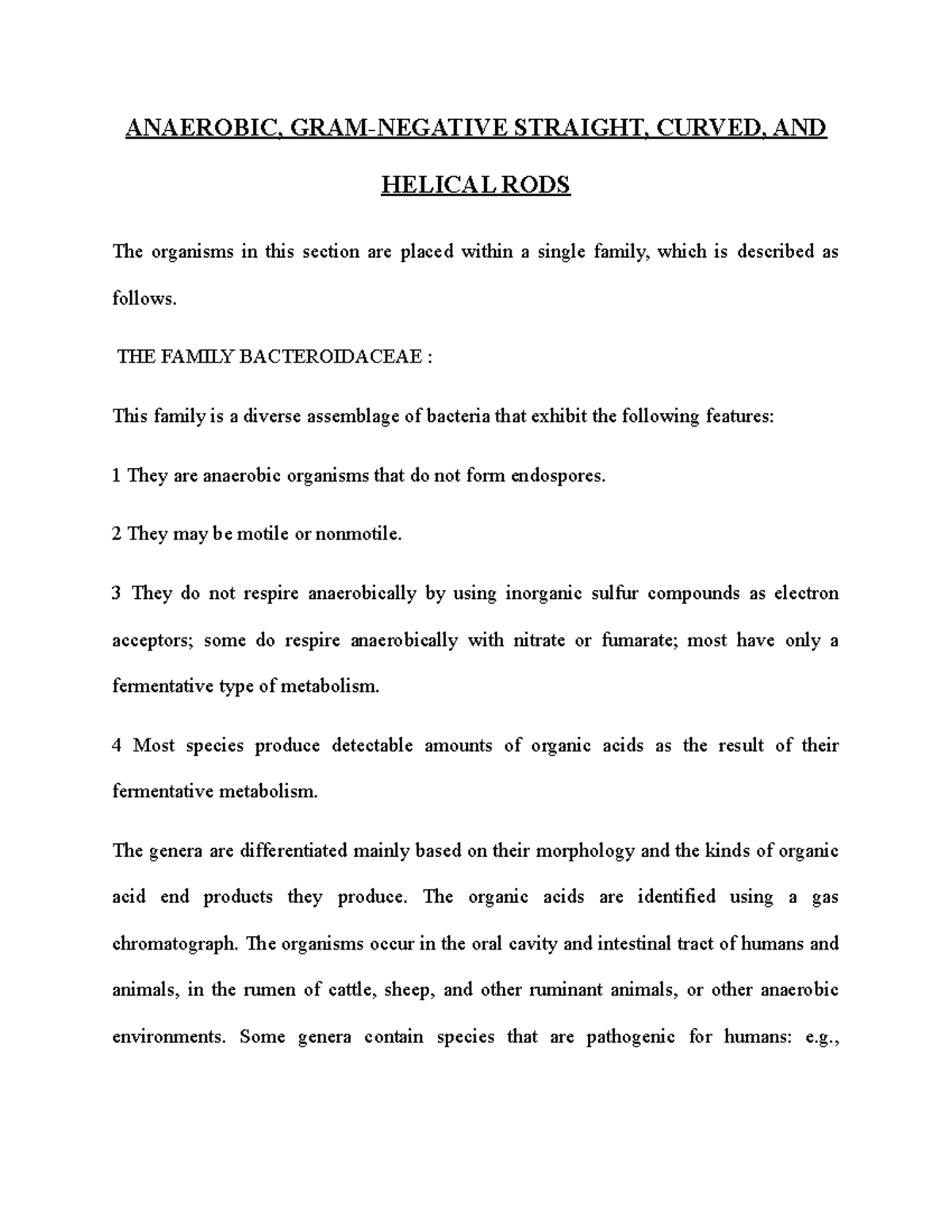 Anaerobic, GRAM- Negative Straight, Curved, AND Helical RODS ...