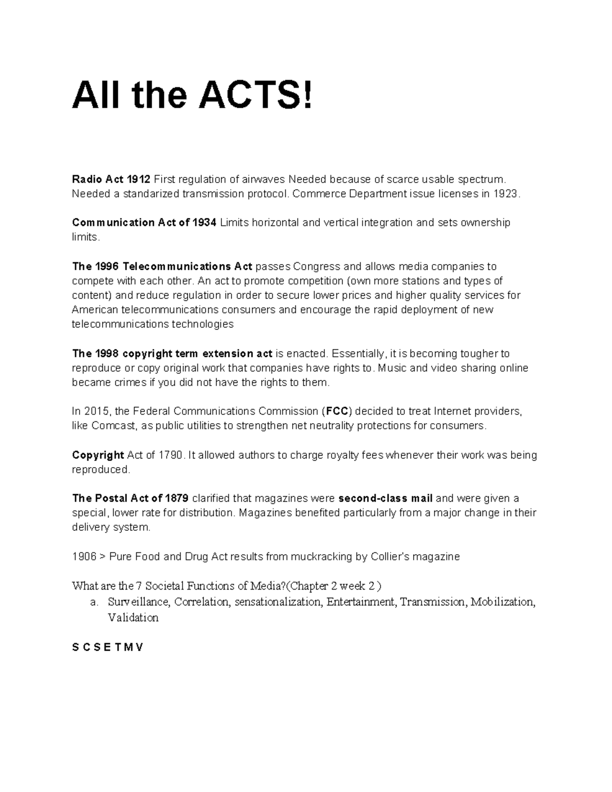 ACTS - All Acts covered by the book, Chapters 1–7 Media Now, 10th ...