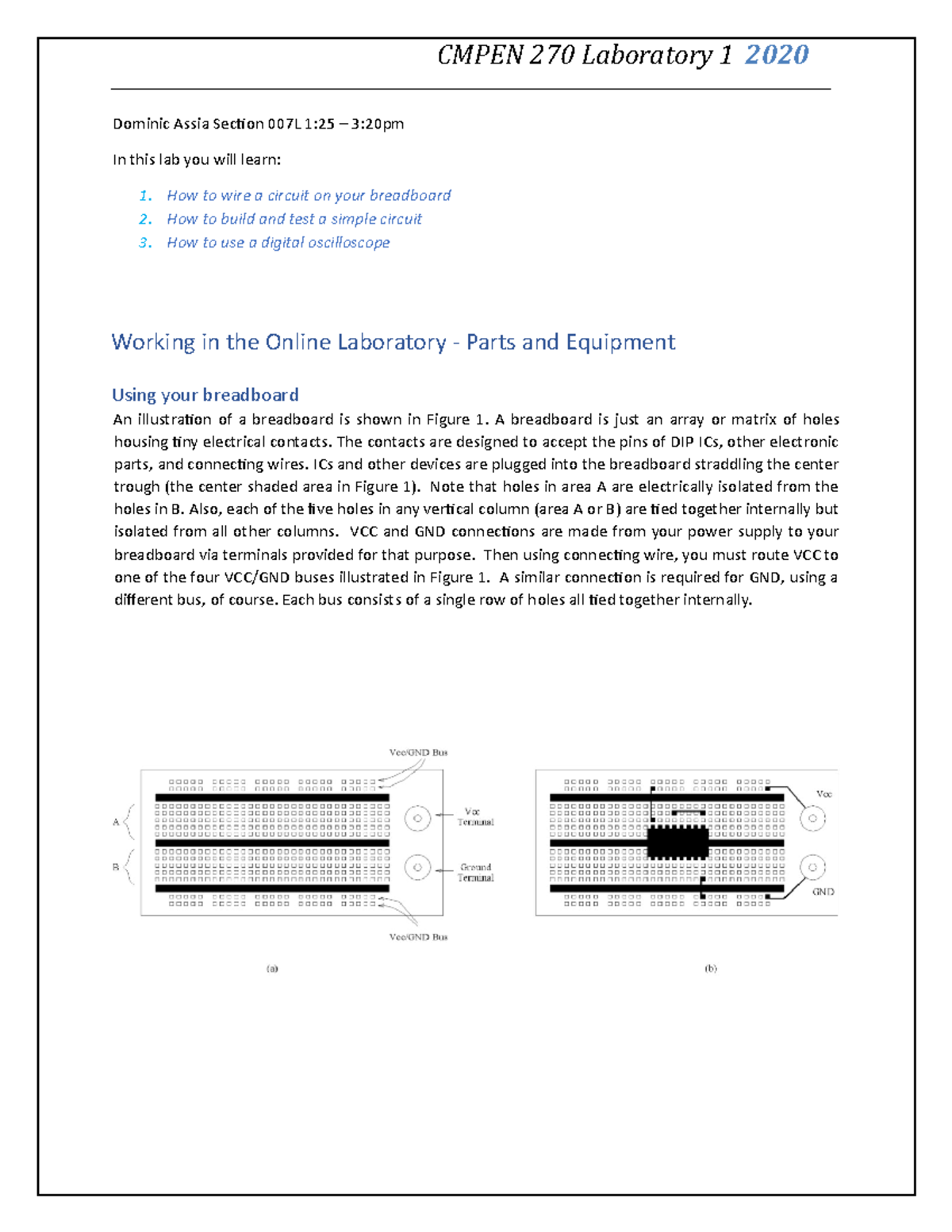 CMPEN 270, Lab 1 - trg - Dominic Assia Section 007L 1:25 – 3:20pm In ...
