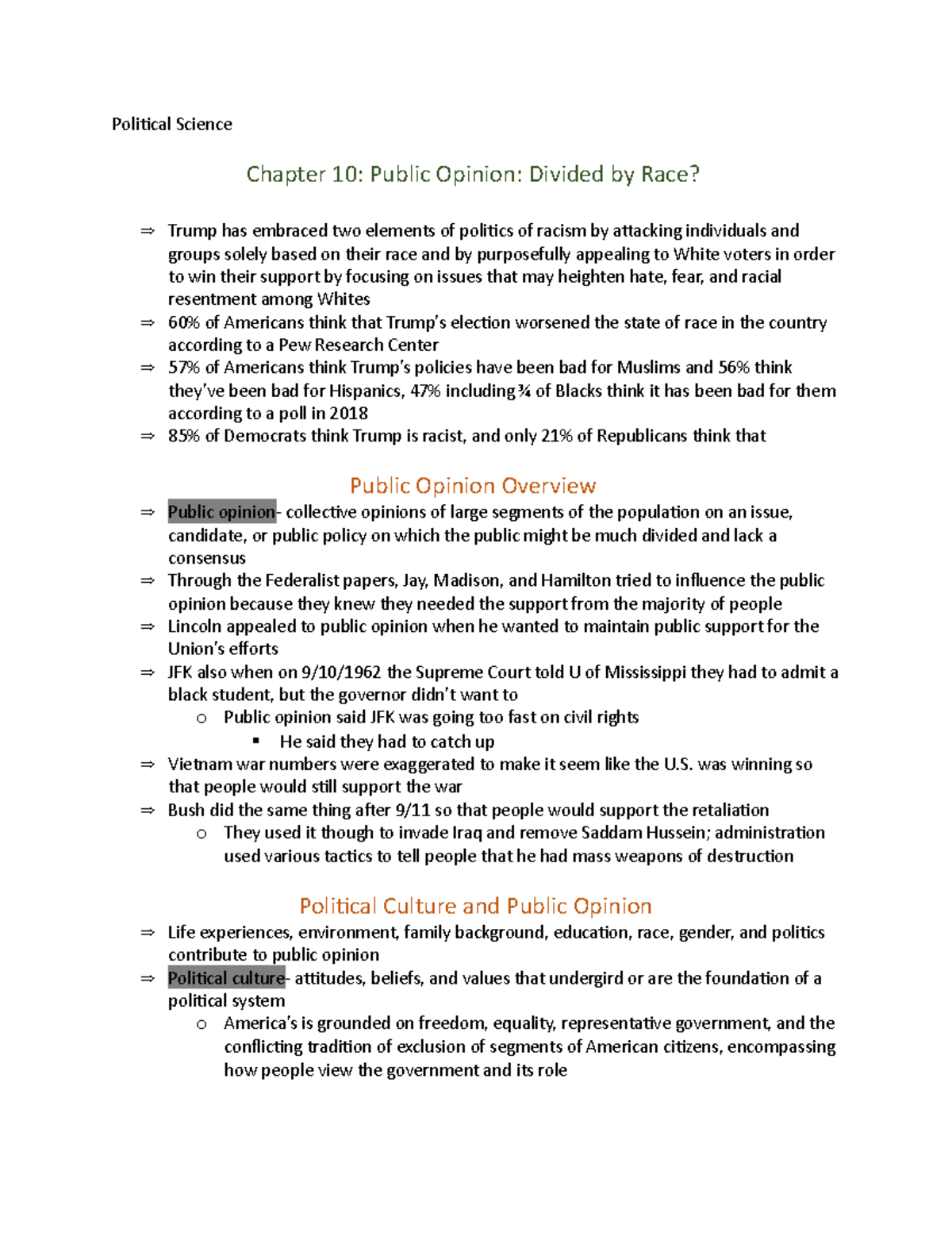 Political Science Chapter 10 Notes.docx - Political Science Chapter 10 ...
