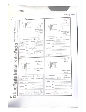 8.7 Volumes of Revolution Disk Method - Shifted Axis Notes - 8 Volumes ...