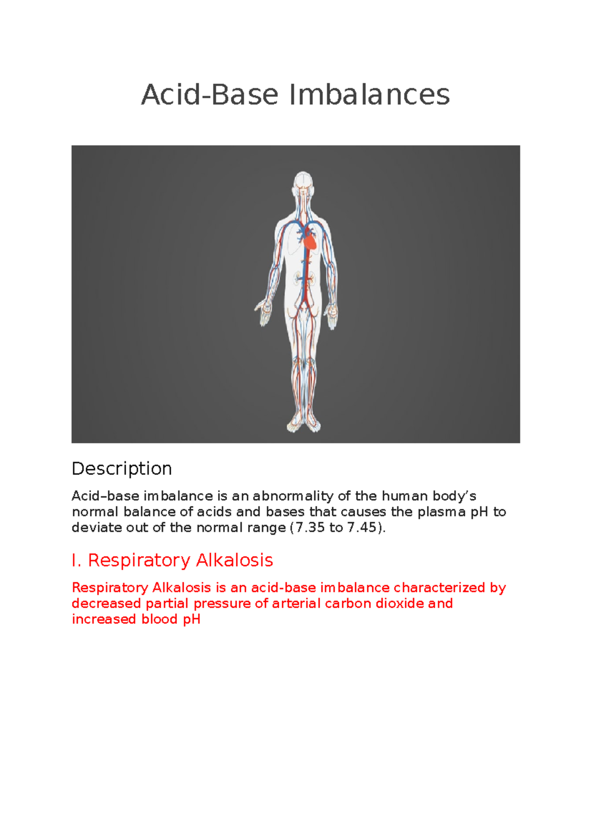 Acid-Base Imbalances - Acid-Base Imbalances Description Acid–base ...