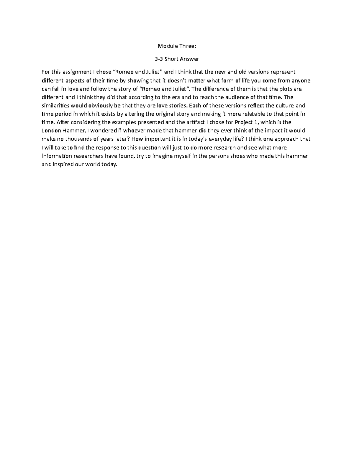 Module 3-3: short answer - Module Three: 3-3 Short Answer For this ...