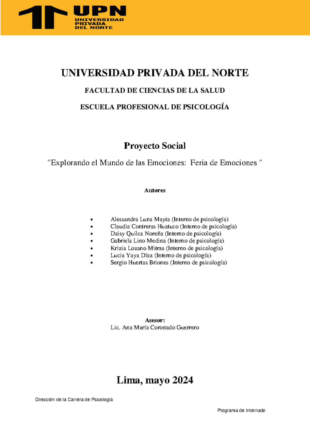 LUNA Alessandra RS - Dirección de la Carrera de Psicología Programa de ...