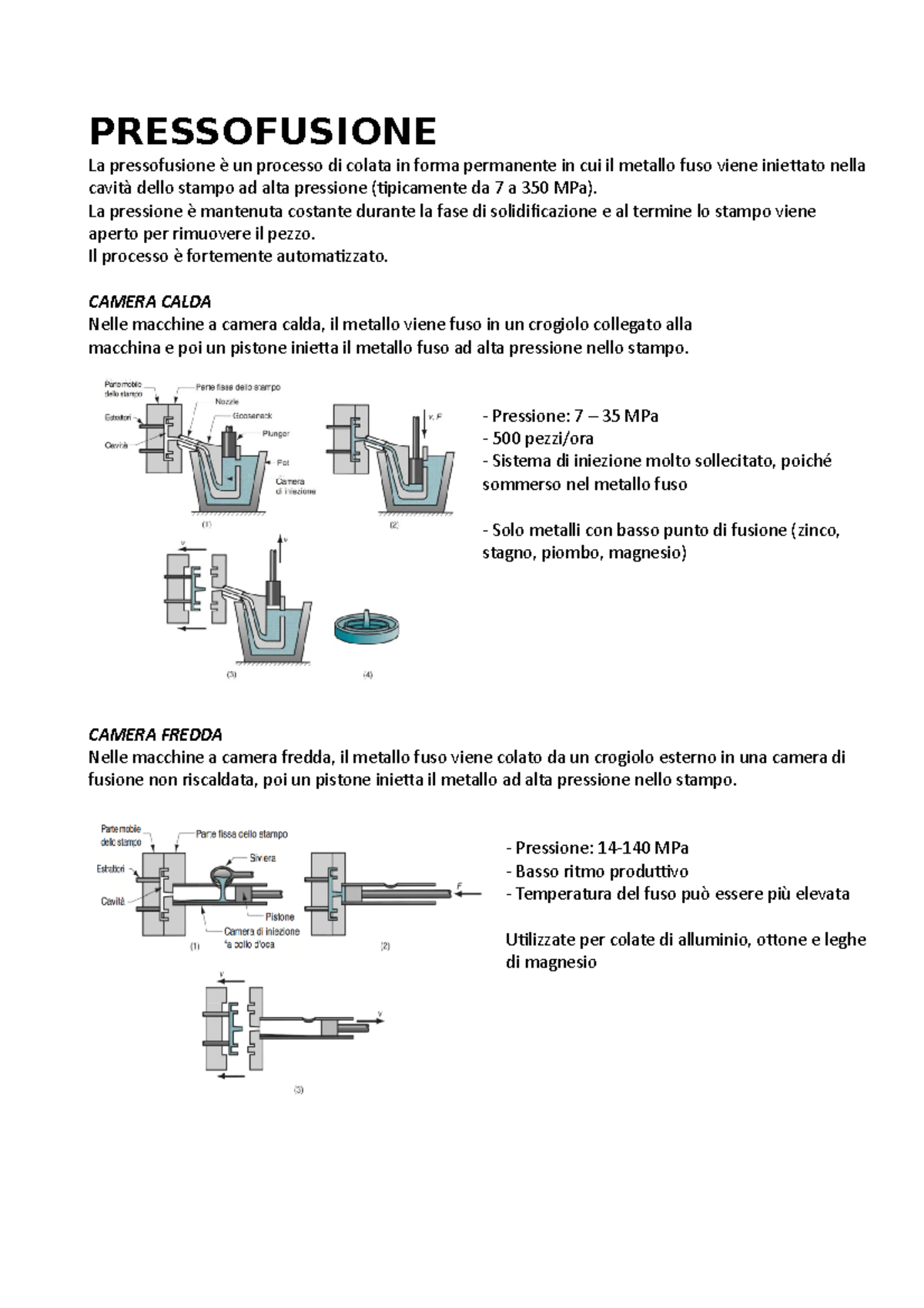 Pressofusione - La pressione è mantenuta costante durante la fase di ...