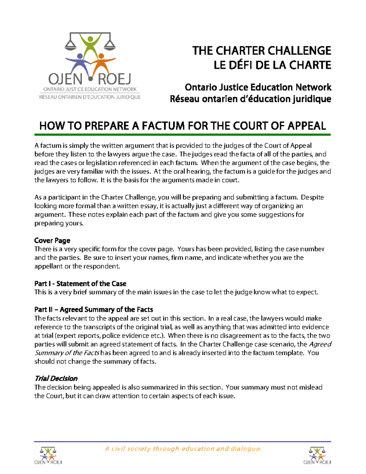 How to Prepare a Factum - notes for assignment - THE CHARTER CHALLENGE ...