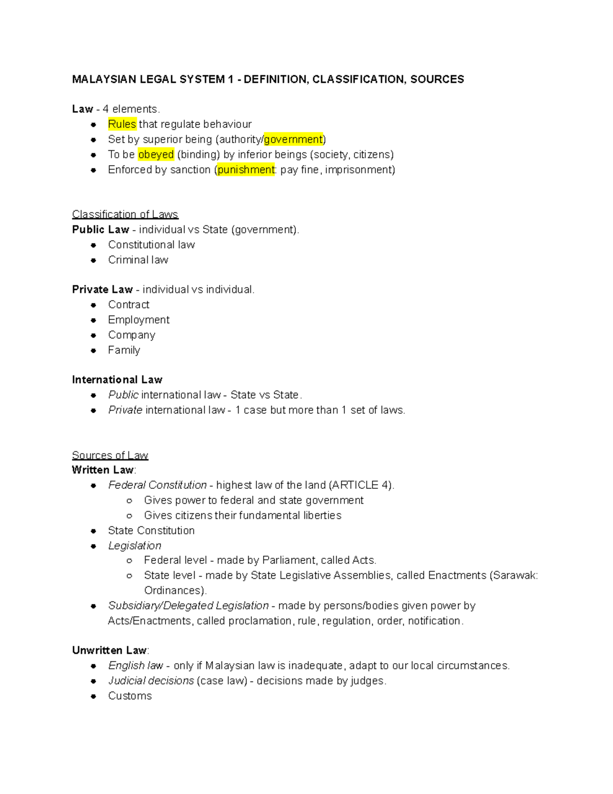 Introduction to Business Law Revision - MALAYSIAN LEGAL SYSTEM 1 ...