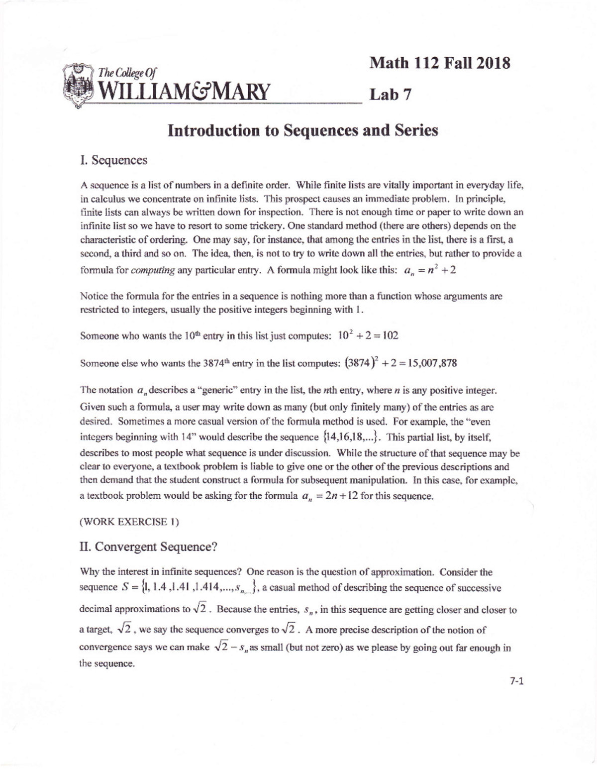 Lab 7 - Calculus II Lab 7 - MATH 112 - Studocu