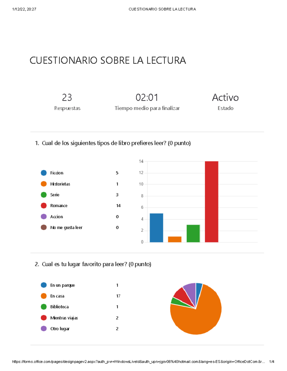 Cuestionario Sobre LA Lectura - CUESTIONARIO SOBRE LA LECTURA 1. Cual ...