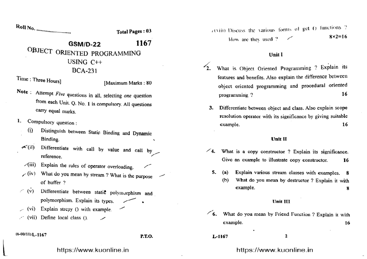 OOPS dec-2022 - Summary Bachelor of computer application - Studocu