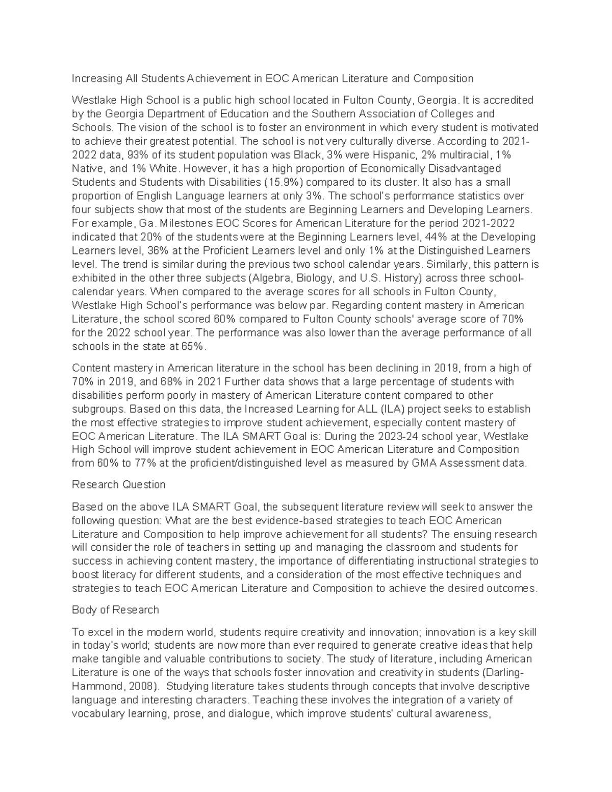 Studying American Literature fosters a thorough understanding of the ...