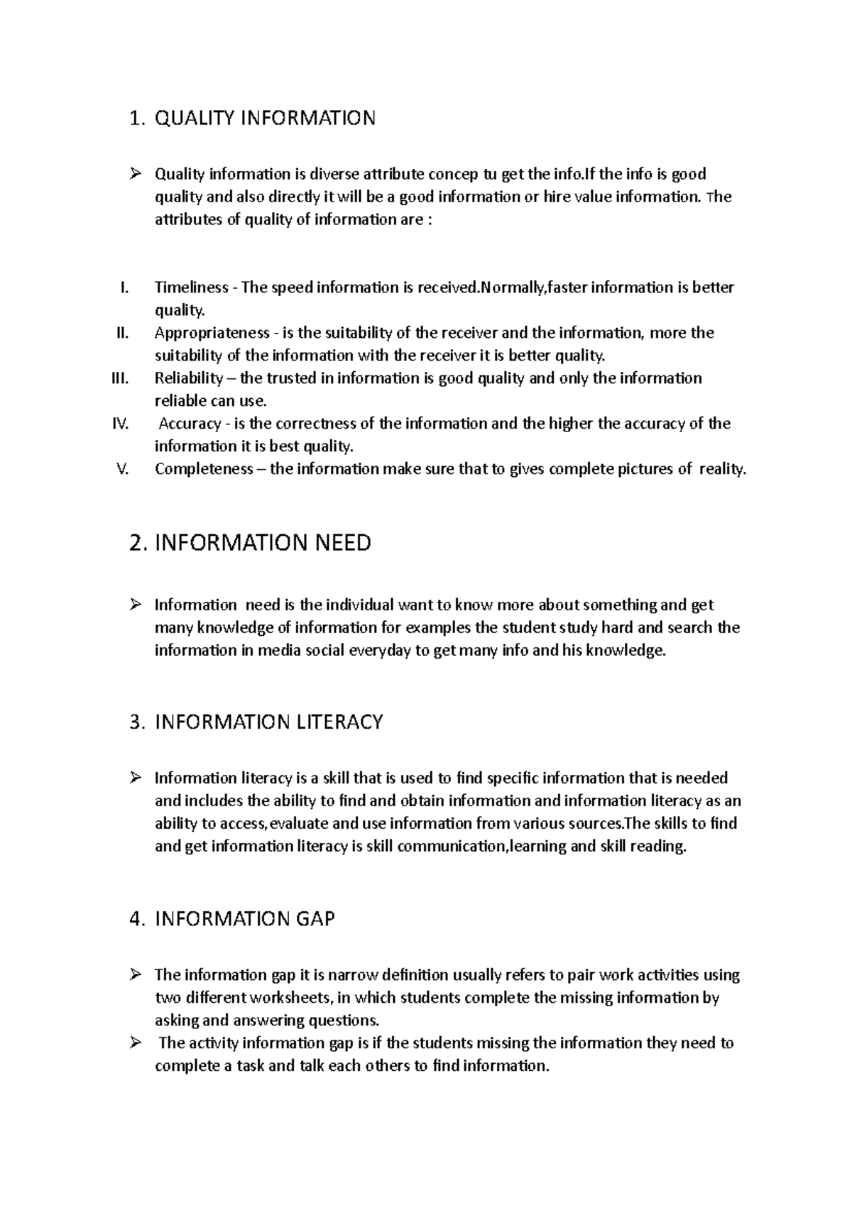 Quality Information - najah - 1. QUALITY INFORMATION Quality ...