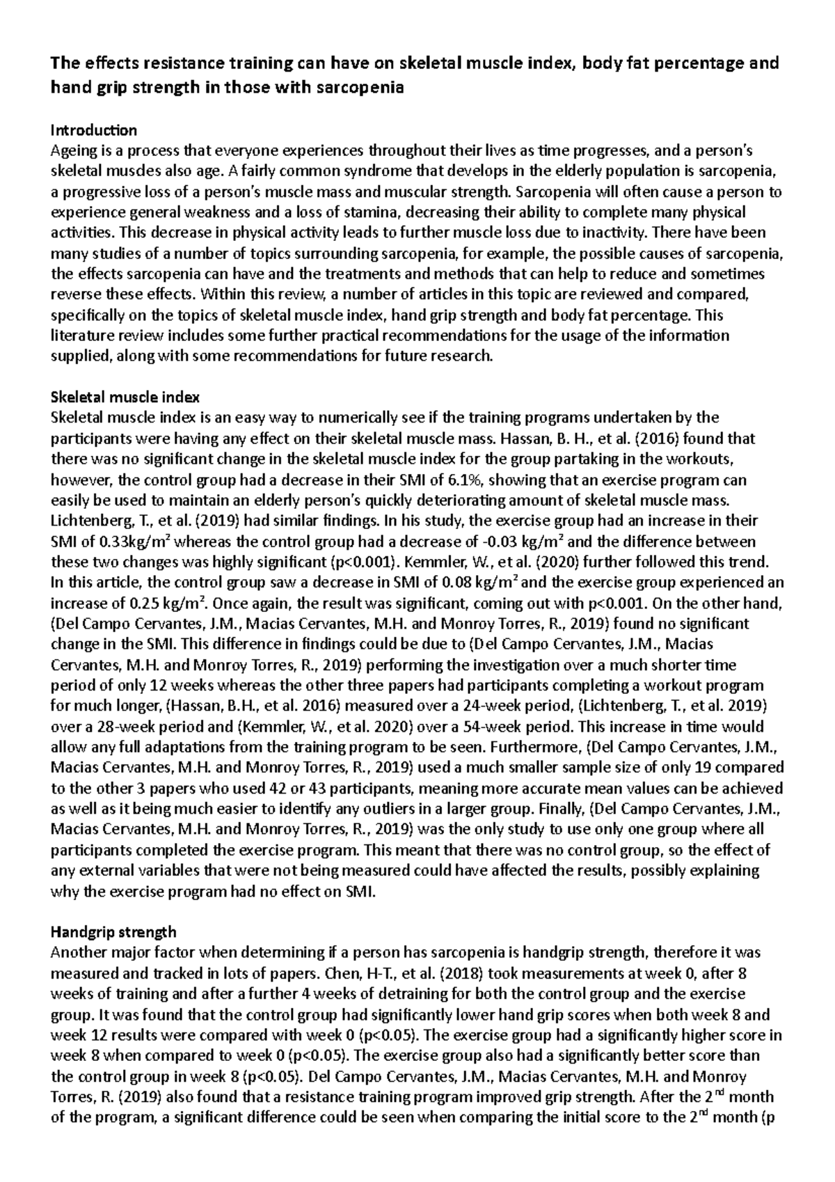 SPRT1037 Ass03 2000 0728 - The effects resistance training can have on ...