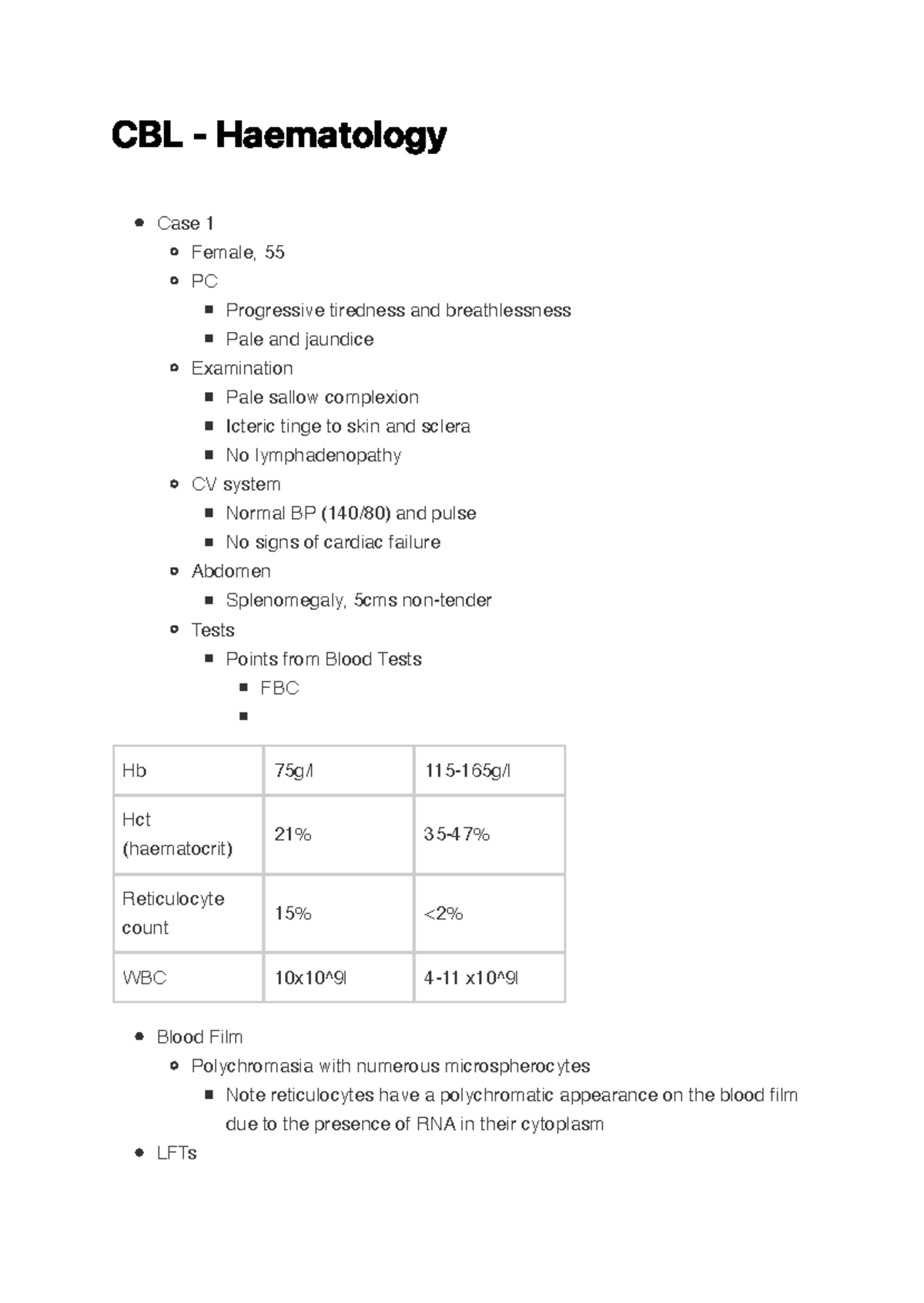 CBL - Haematology - C B L - Ha e m a to l o g y Case 1 Female, 55 PC ...