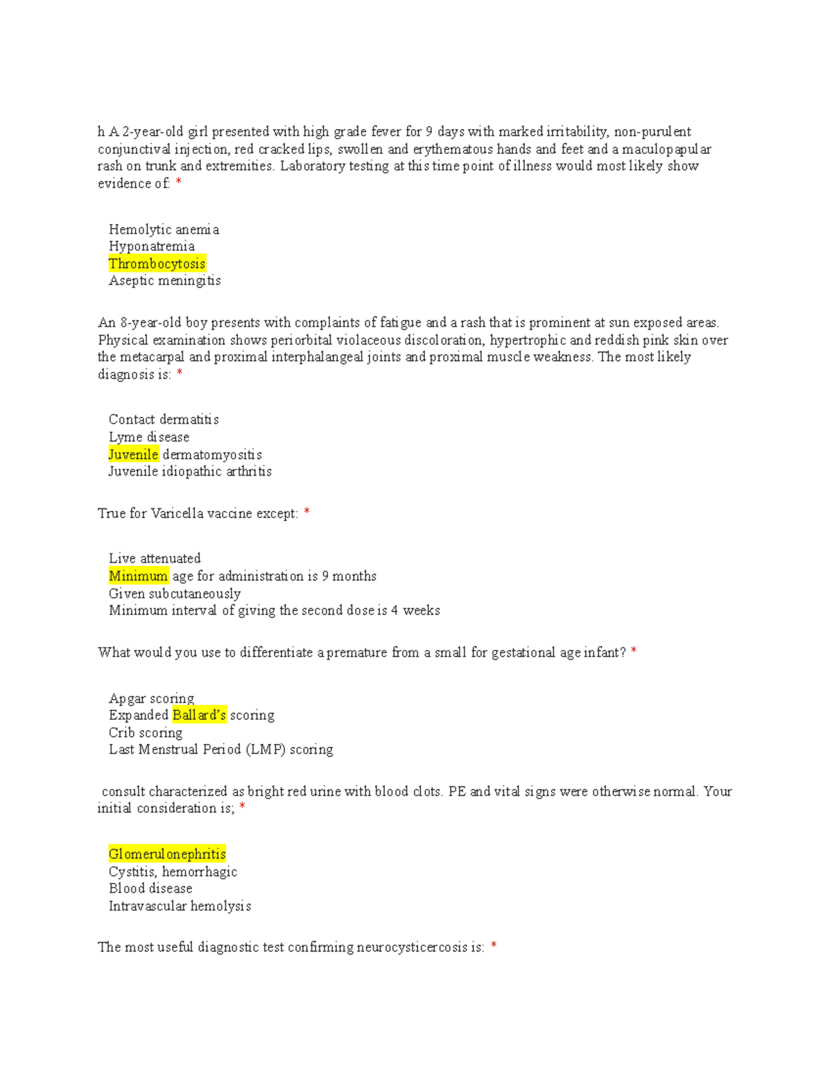Curriculum Medical Exam Part 8 H A 2 year old Girl Presented With