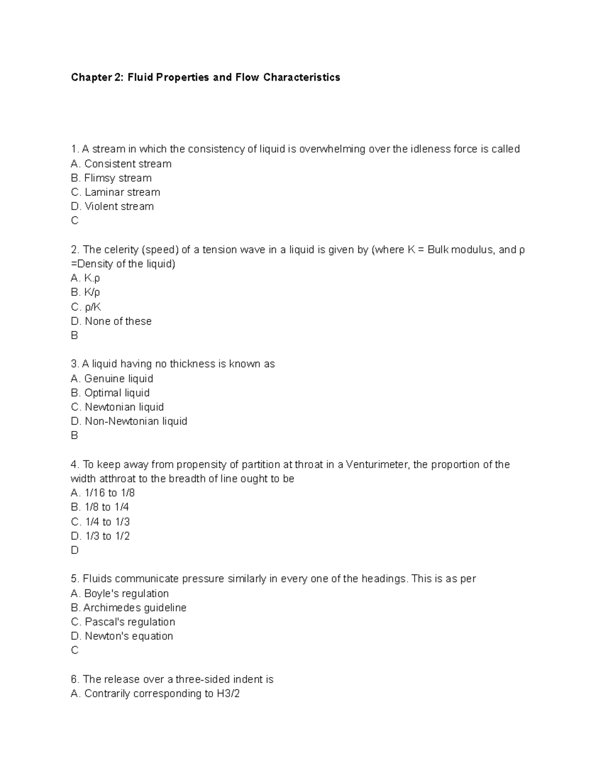Chapter 2 Fluid Properties and Flow Characteristics - Chapter 2: Fluid ...