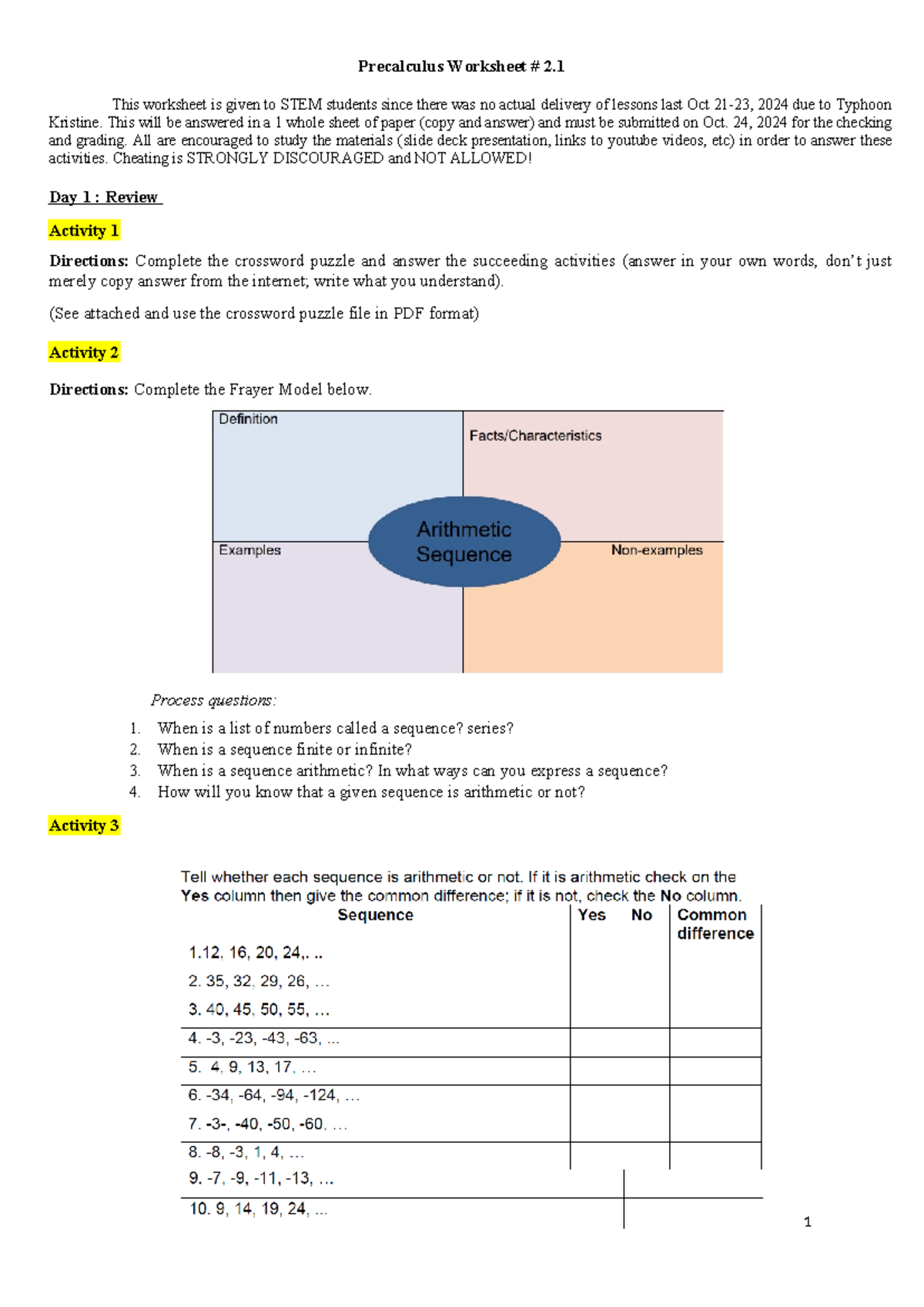 PC-Worksheet-2 - This is a practice for arithmetic sequence ...