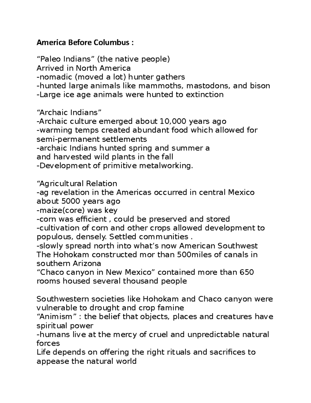America before Columbus Notes - America Before Columbus : “Paleo ...