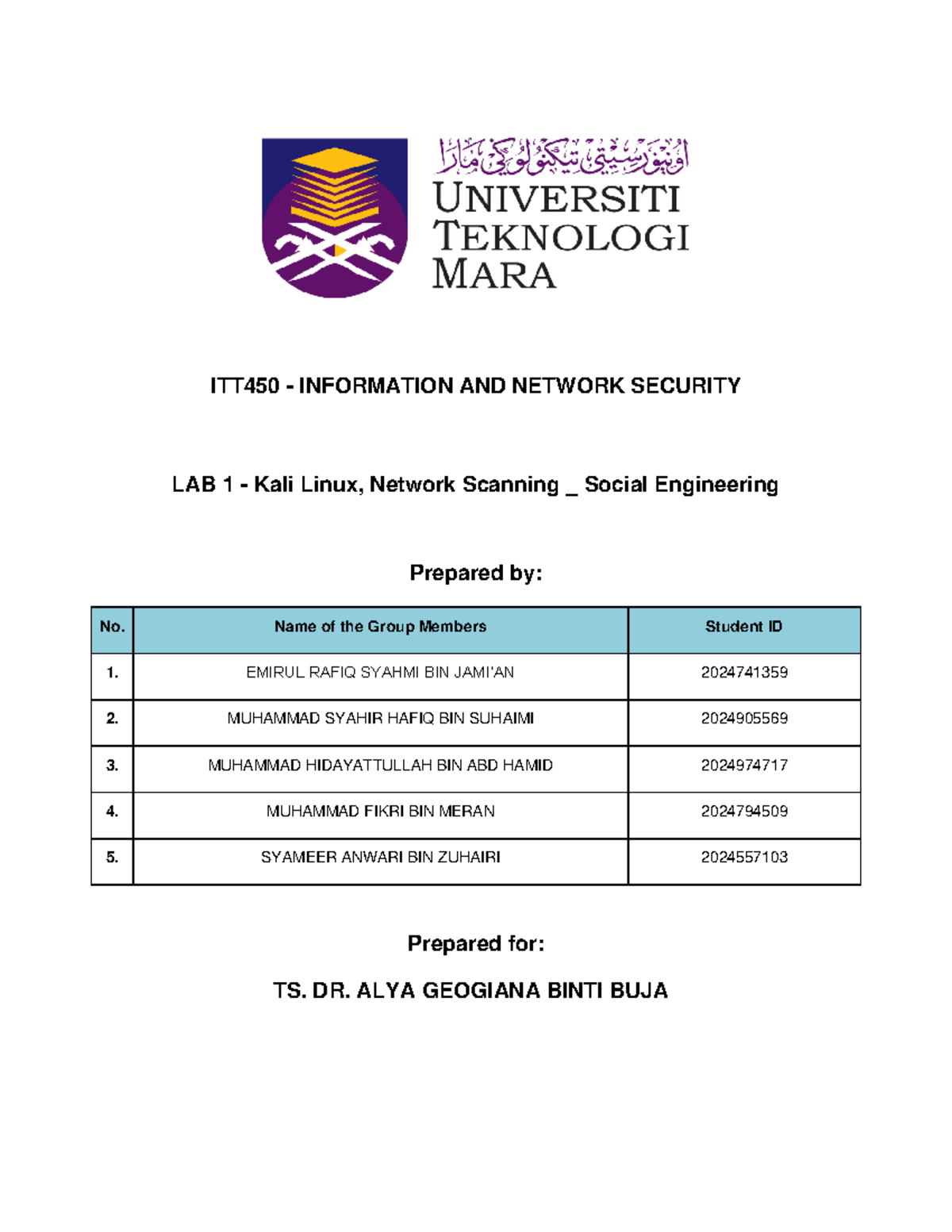LAB 1 Kali Linux, Network Scanning Social Engineering - ITT450 ...